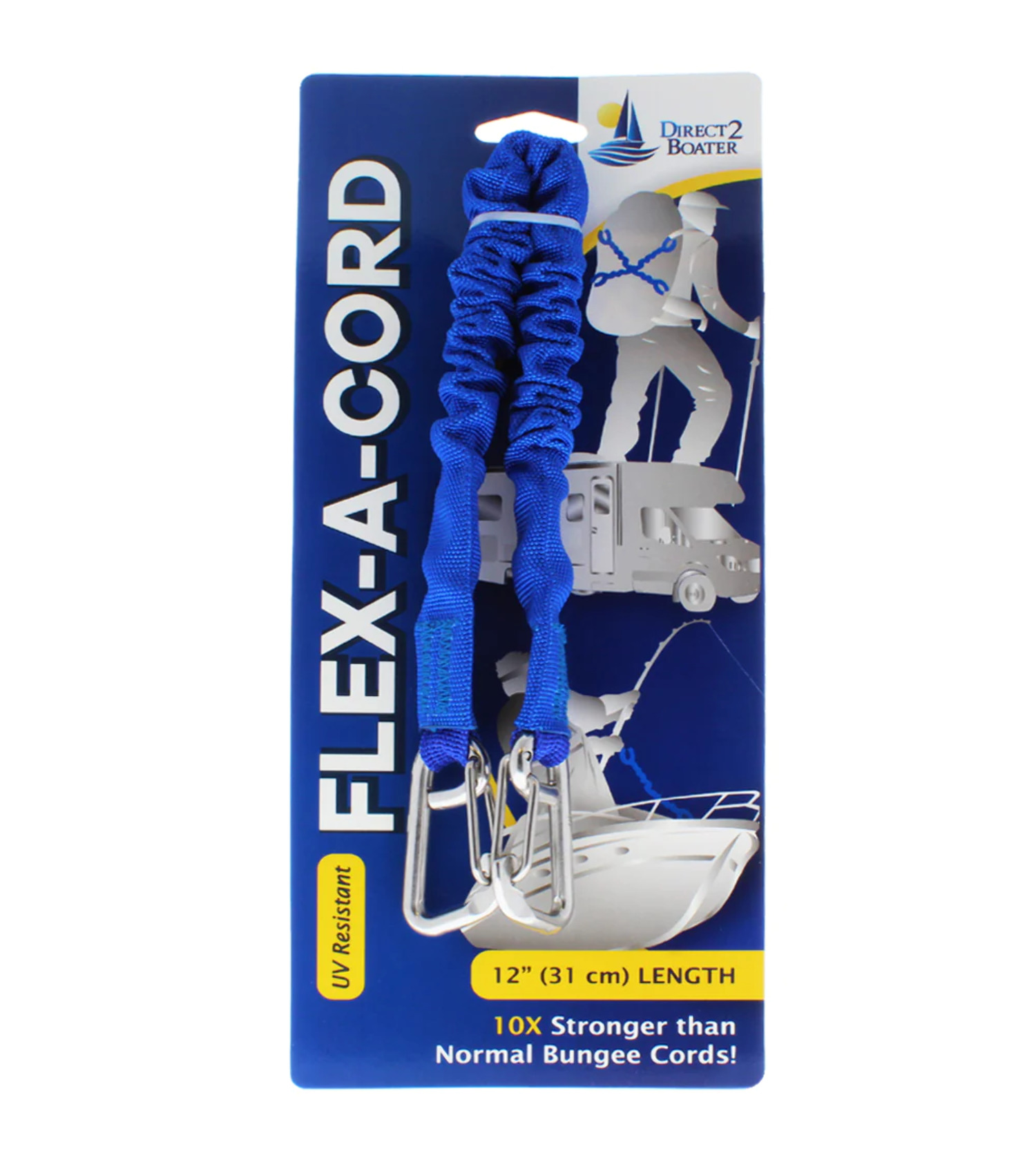 Direct 2 Boater's Flex-A-Cord - 12" Length - Blue Nylon with Stainless ...