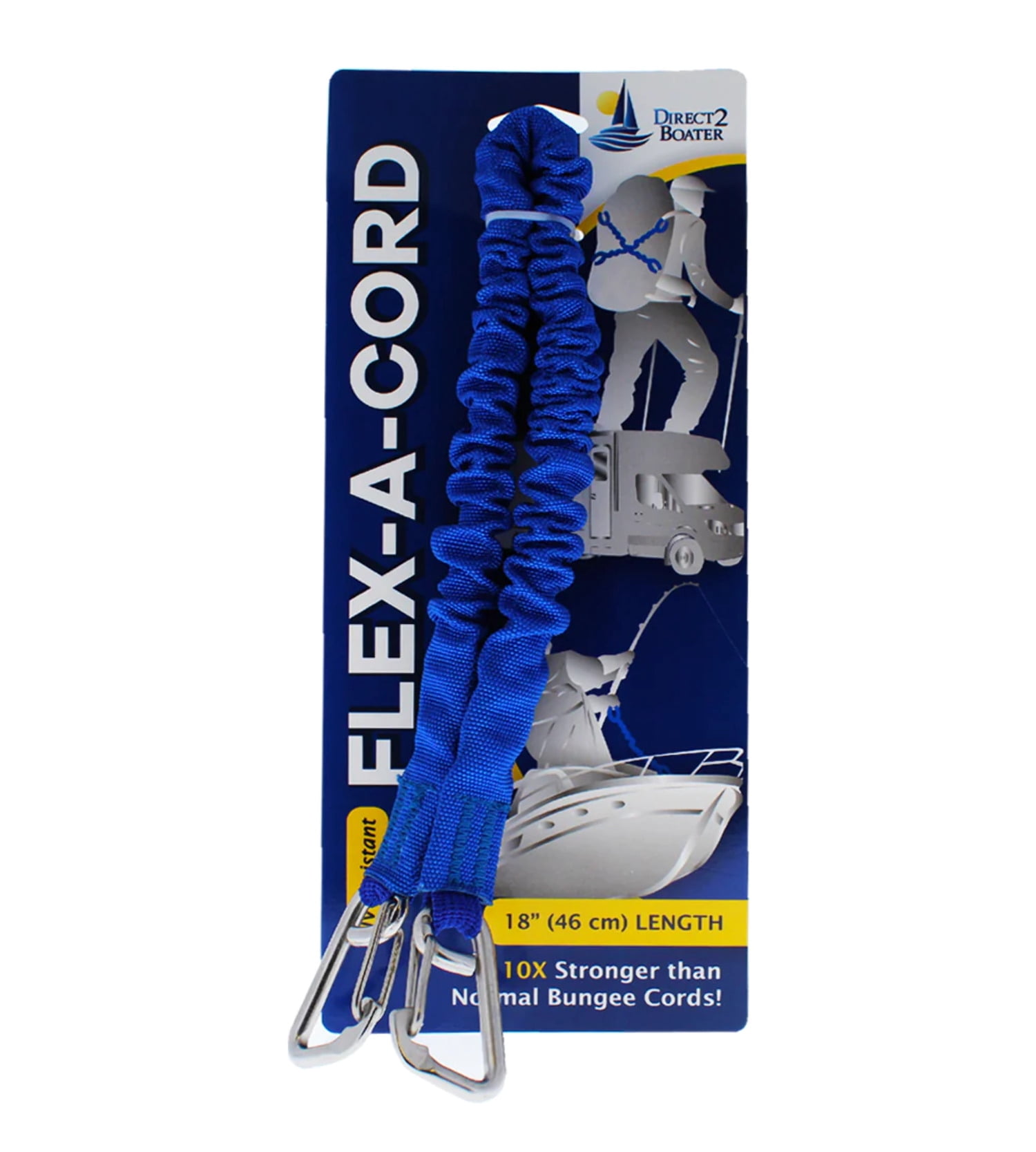 Direct 2 Boater's Flex-A-Cord - 18" Length - Blue Nylon with Stainless ...