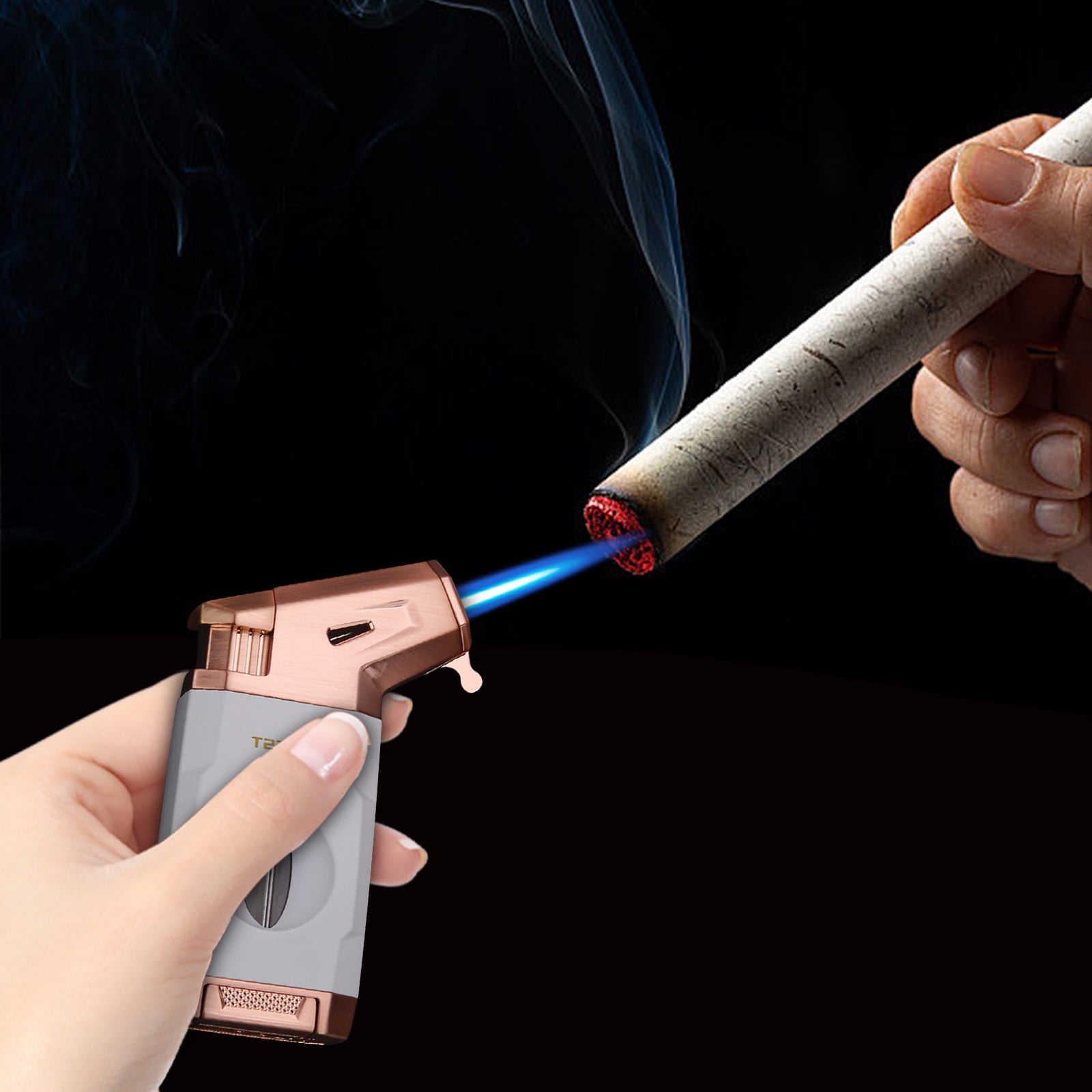 Direct Charge Inflatable Lighter, Windproof Metal Blue Flame ...