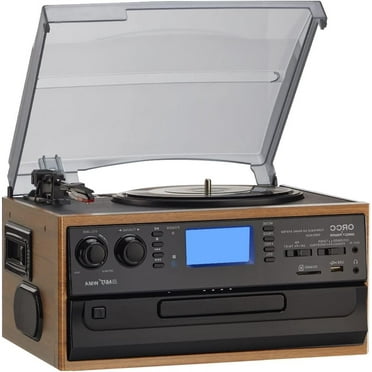 DigitNow Bluetooth LP Multi Record Player with AM/FM Radio System, Stereo Speakers, USB/SD ...
