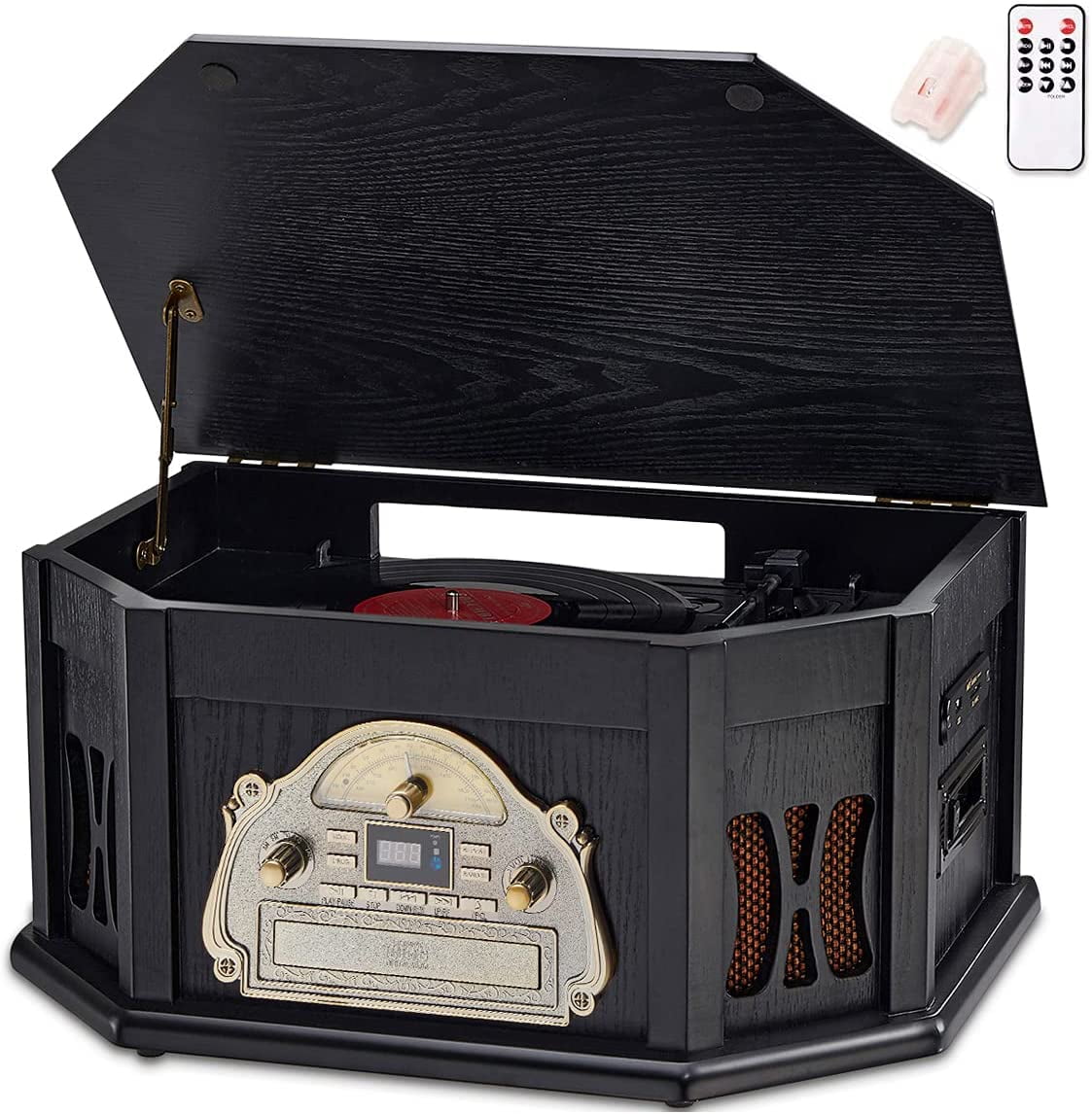 Direct Power 10-in-1 Retro Vinyl Record Player with Bluetooth, CD ...