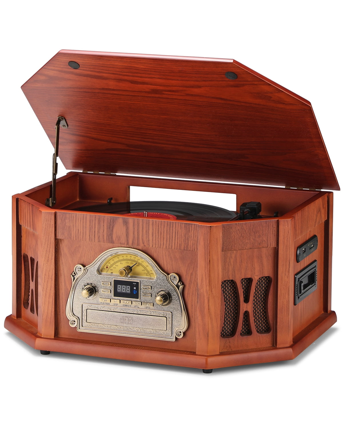 Jensen JTA-475 3-Speed Turntable with CD, Cassette and AM/FM Stereo ...