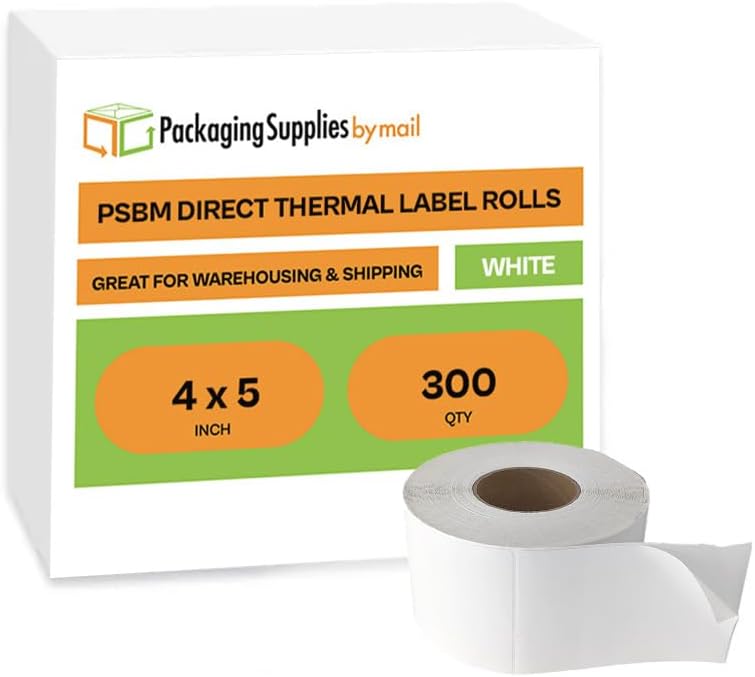 Direct Thermal Labels, 4x5 Inch, 16 Rolls, 300 Labels/Roll, 1 Inch Core ...