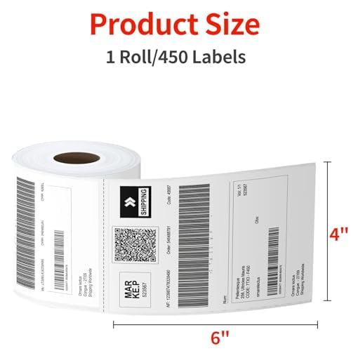 Direct Thermal Labels 4x6-450 Labels/Roll, Thermal Shipping Labels for ...
