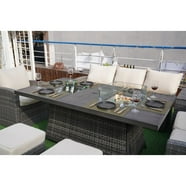 Direct Wicker Outdoor Patio 6-Seat Rectangular Fire Pit Dining Table ...