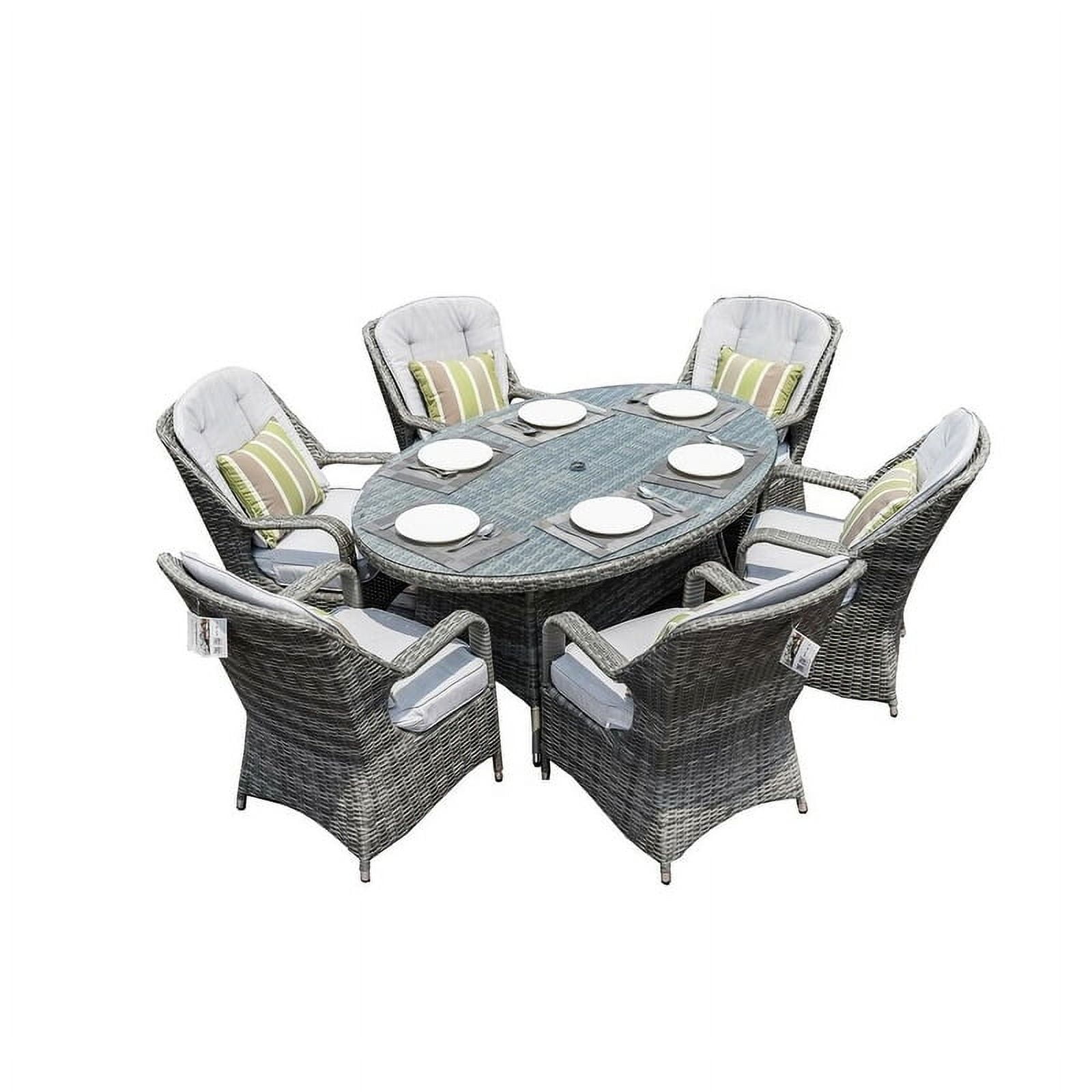 Direct Wicker 7-Piece Patio Wicker Dining Set with 6 Dining Chairs - N ...