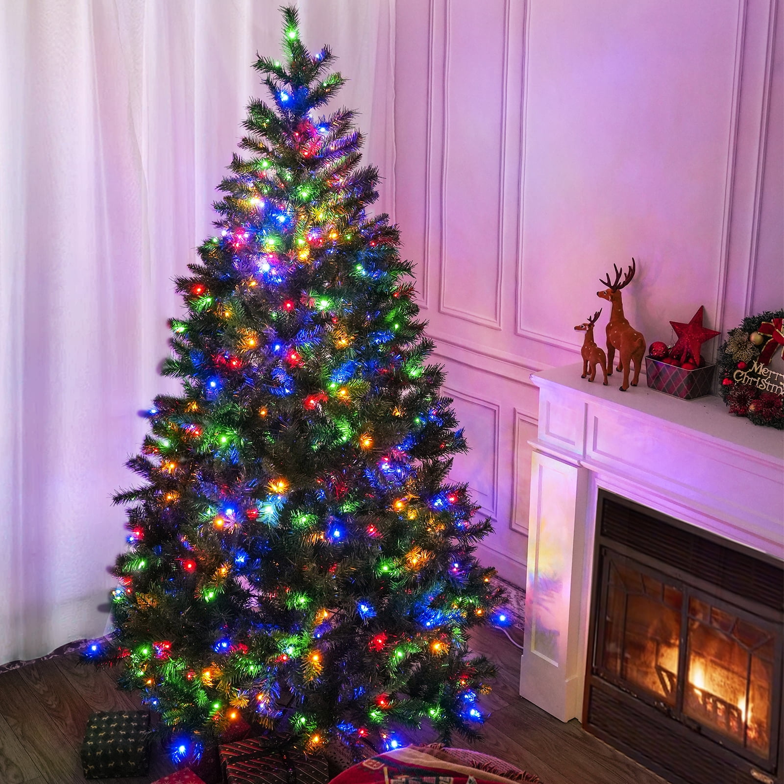 Direct Wicker 7Ft Pre-Lit Christmas Tree with 450 Color-Changing LED ...