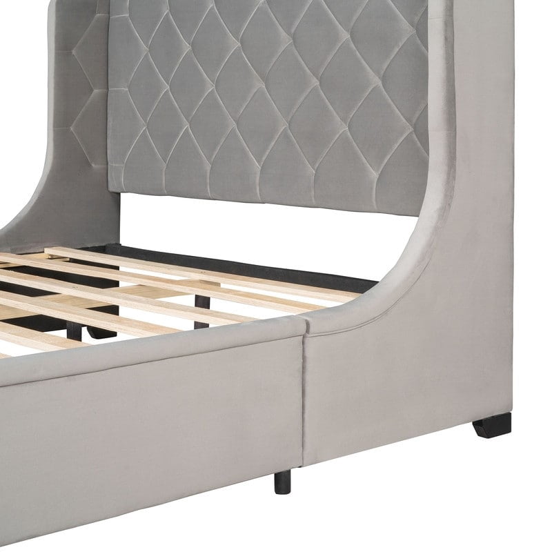 Direct Wicker Queen Size Platform Bed with Wingback Headboard and a Big ...