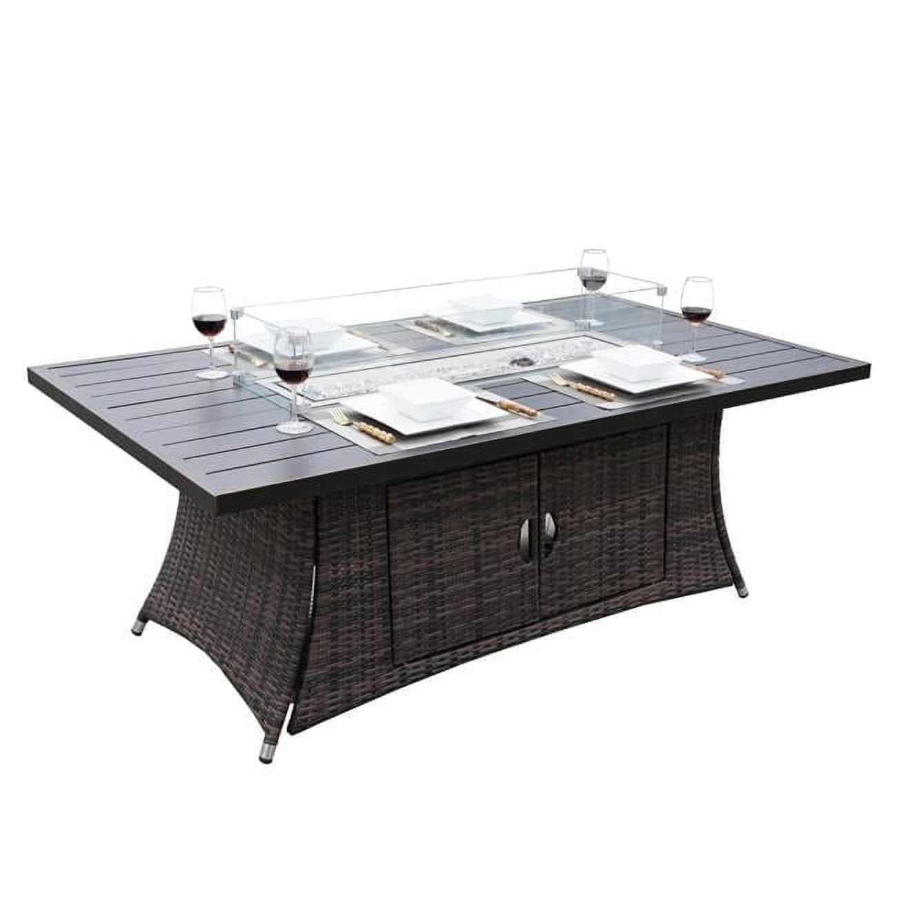 Direct Wicker UBS-1106RA Rattan Gas Fire Pit Rectangle Dining Table ...