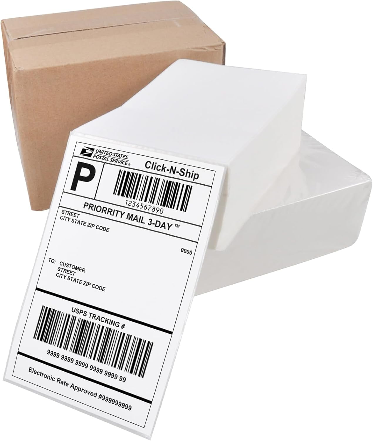 Direct thermal labels, perforated fanfold paper, compatible with Zebra ...