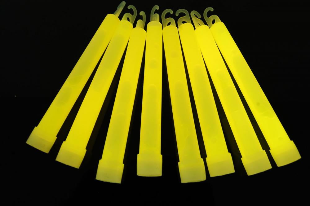 DirectGlow 12 Ct Yellow Jumbo 6 Inch Safety Glow Sticks Bright Neon ...
