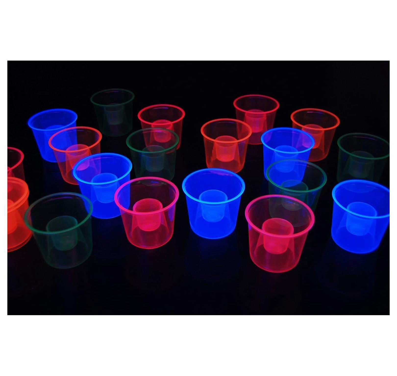 DirectGlow 4 Ounce Assorted UV Blacklight Reactive Soft Plastic Bomber Glow Party Shot Glass ...