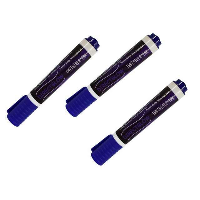 DirectGlow XL Invisible Blue UV Blacklight Reactive Ink Marker Pen 3 ...