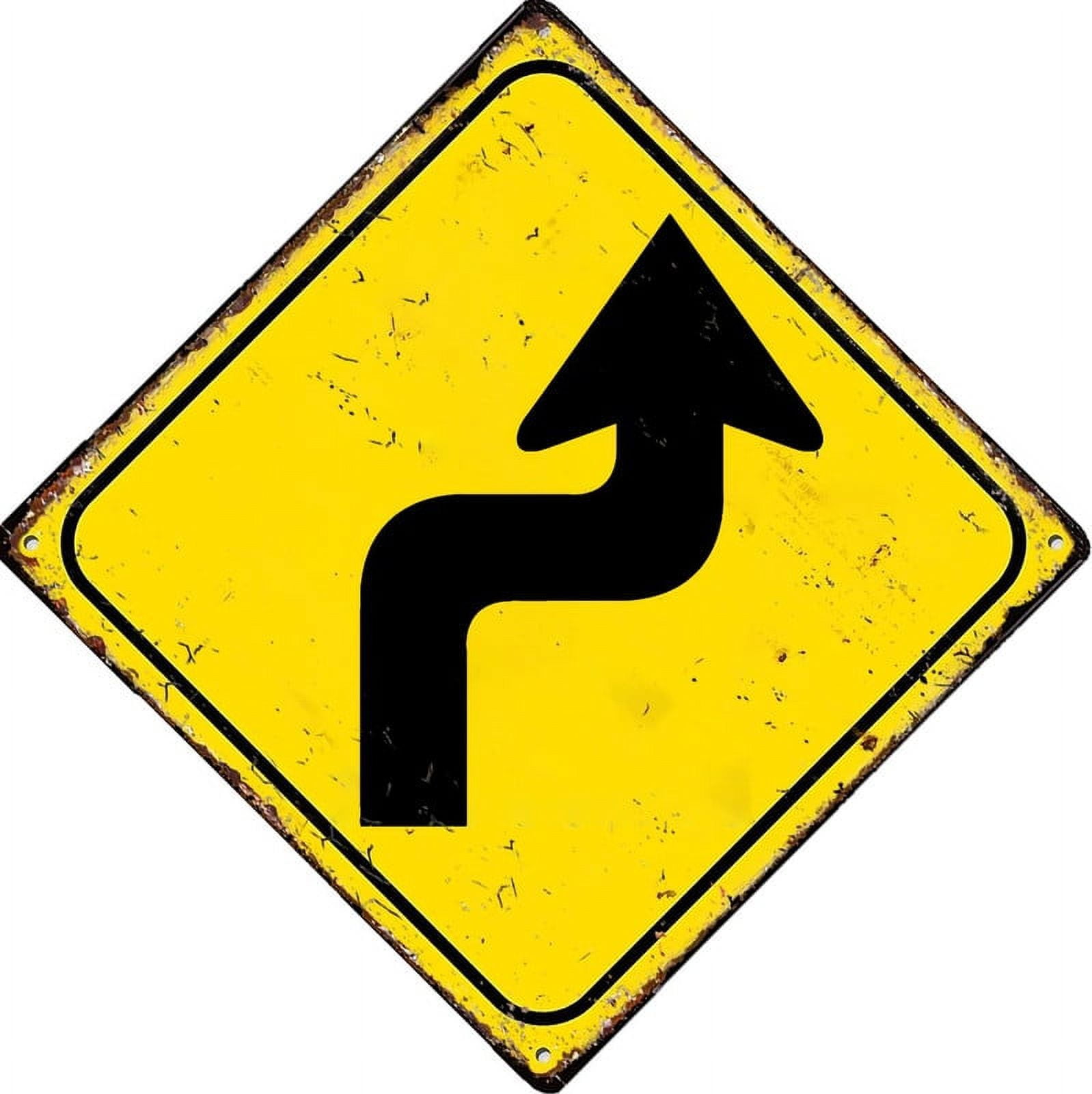 Direction Sign Right Reverse Turn Novelty Metal Sign Retro Wall Decor ...