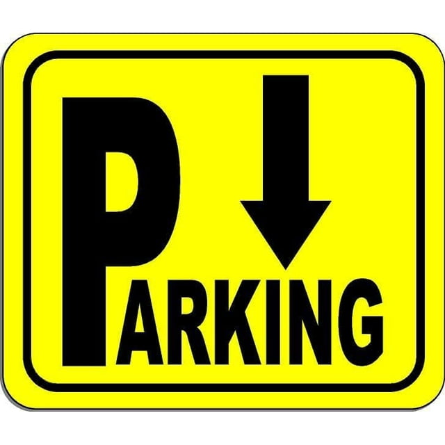 Directional Parking Sign with arrow pointing down YELLOW Aluminum ...
