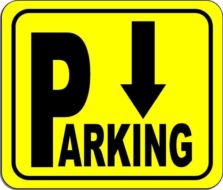 Directional Parking Sign with arrow pointing down YELLOW Aluminum ...