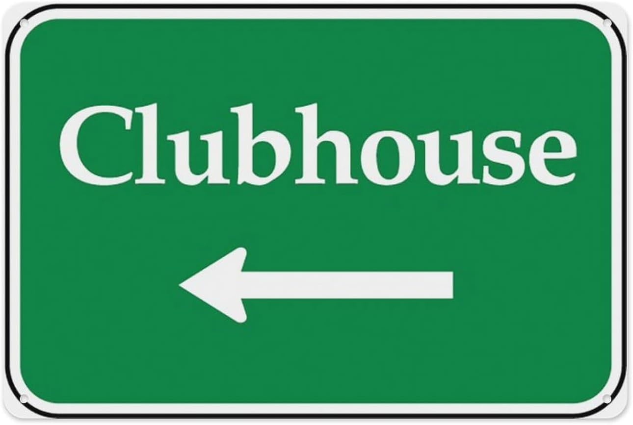 Directional Sign Clubhouse Indication with Left Arrow Guidance on Green ...