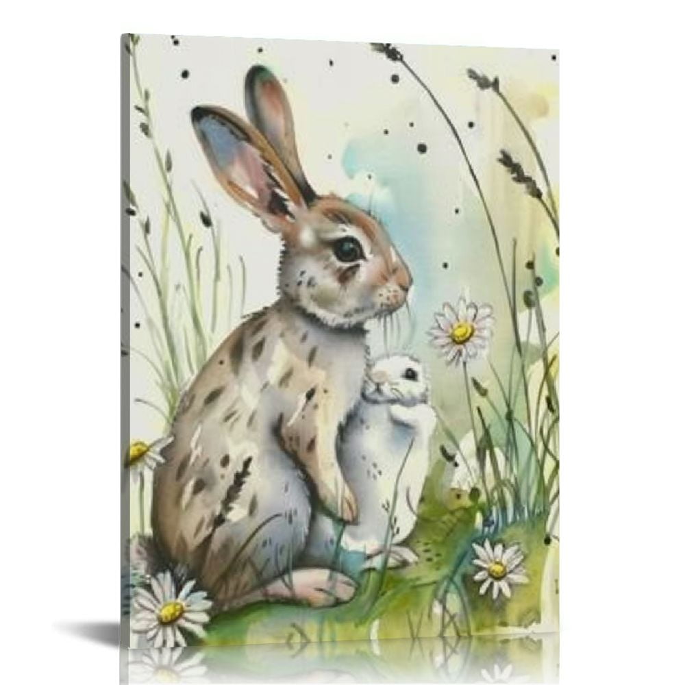 Directo Wall Art Decor Rabbit With Snail In Meadow Animal Canvas Print ...