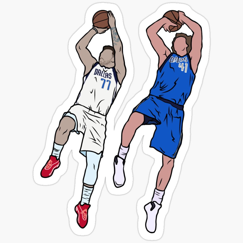 Dirk Nowitzki And Luka Doncic Fadeaway Sticker Phone Decal Water Bottle ...