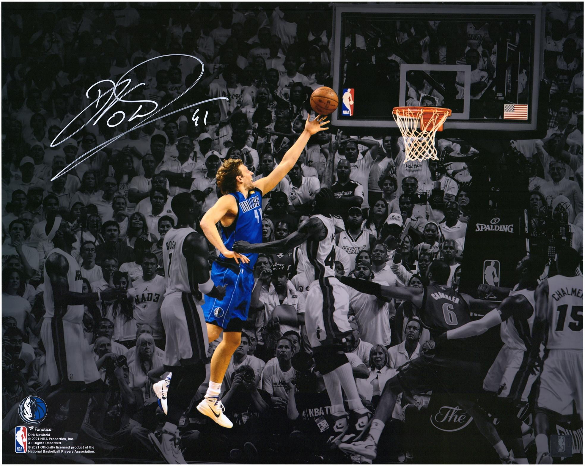 Dirk Nowitzki Dallas Mavericks Autographed 16" x 20" Game Winning Shot vs. Miami Heat Spotlight ...