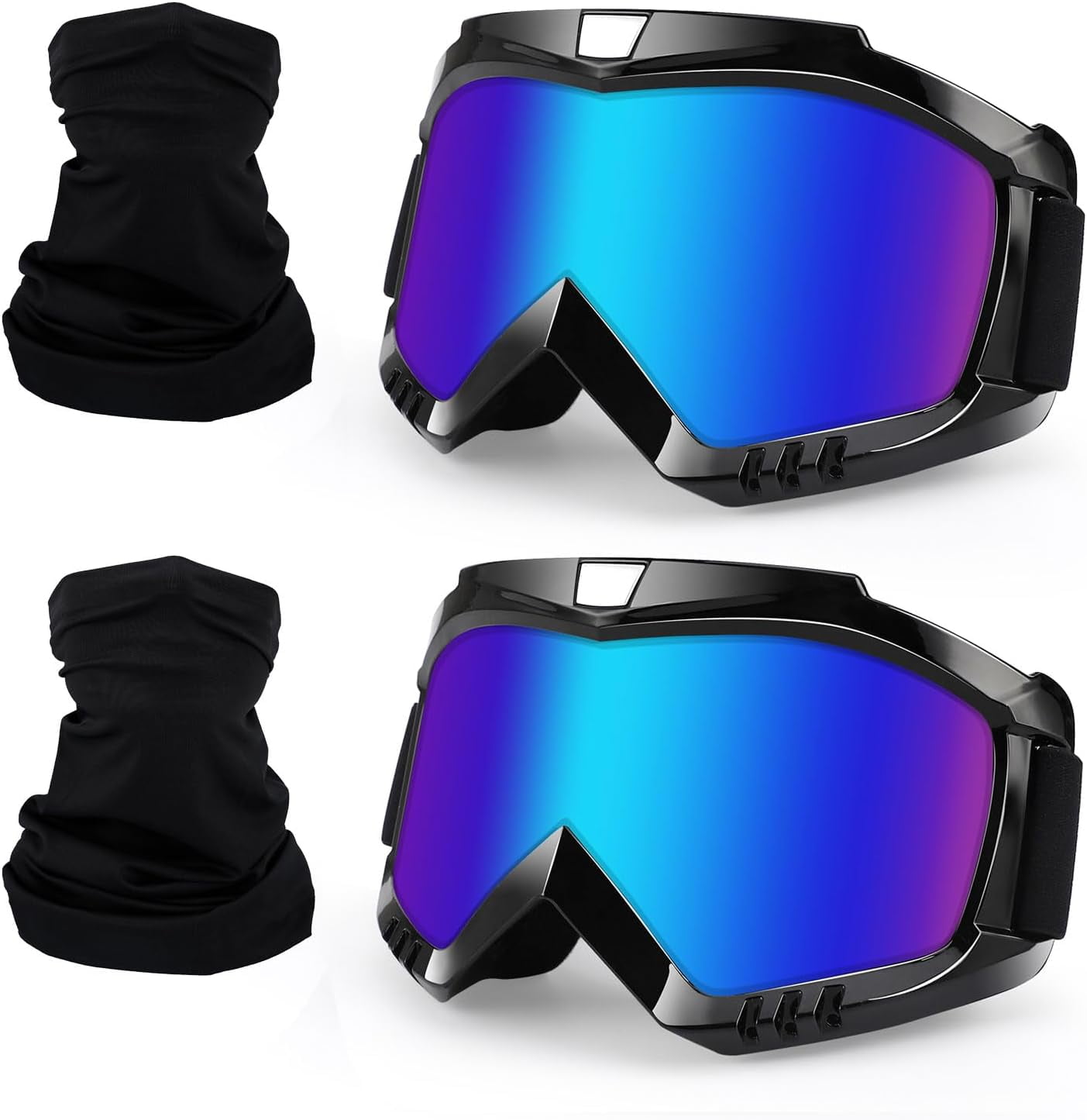 Dirt ATV Goggles 2 with Gaiter, Motocross Eyewear Wide Vision Windproof ...