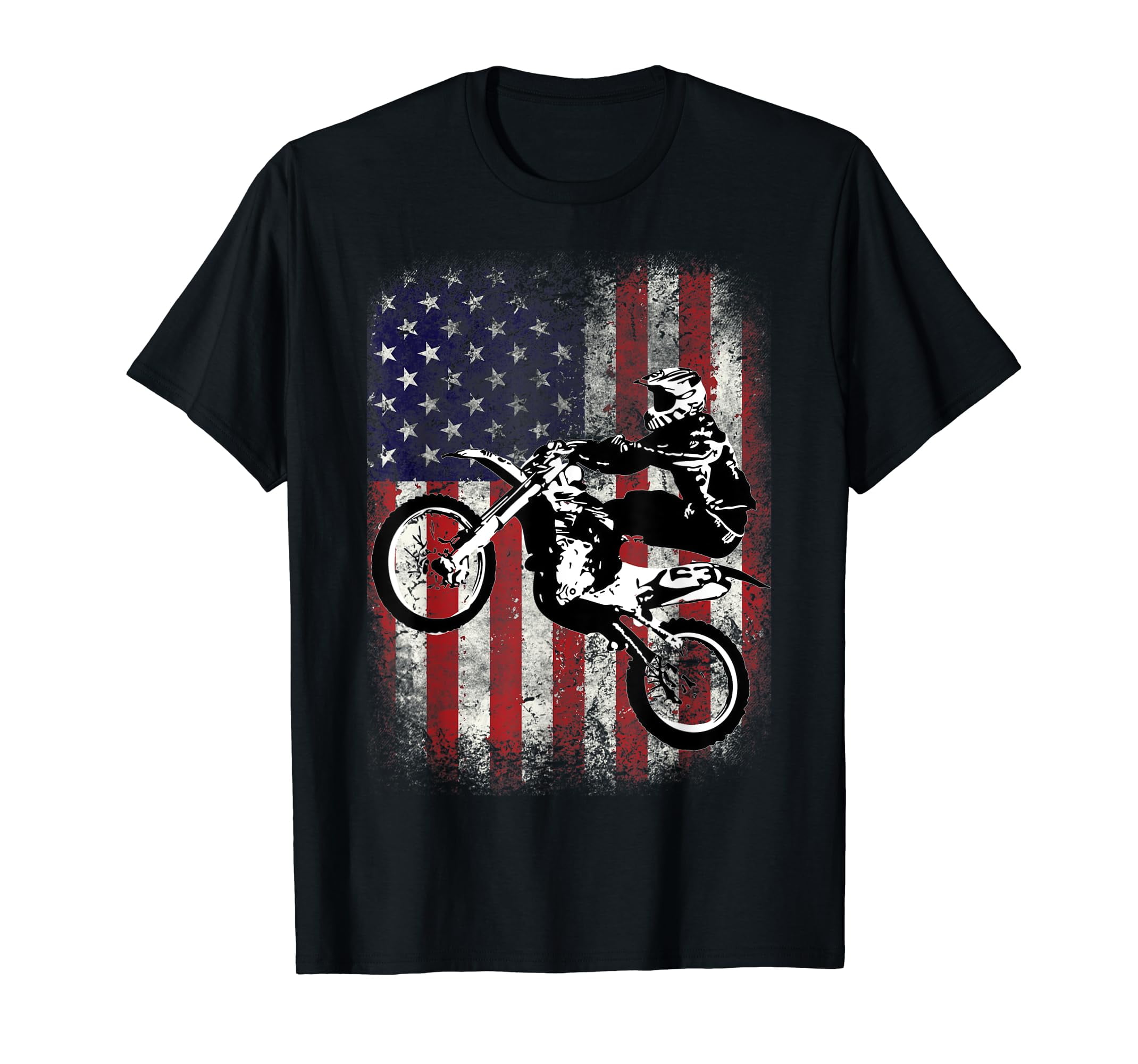 Dirt Bike American Flag Motocross Biker 4th of July Vintage Men Casual T-Shirt - Walmart.com