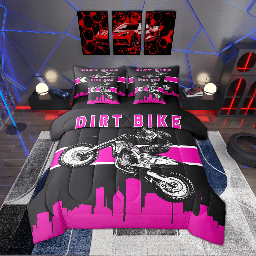 Dirt Bike Bedding Comforter Sets 7pcs Sports Theme Bed in a Bag ...