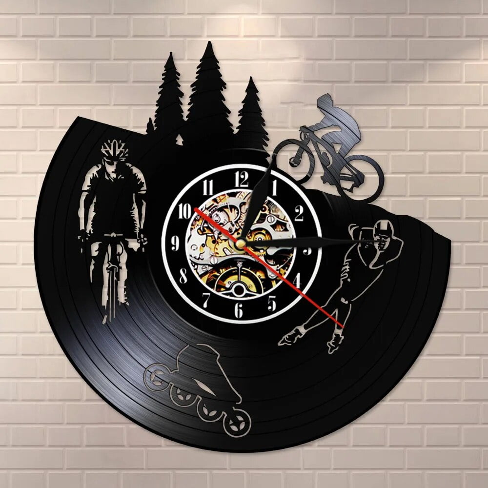 Dirt Bike Bicycle Vinyl Wall Clock,Vinyl Record Clock Wall Art Black ...