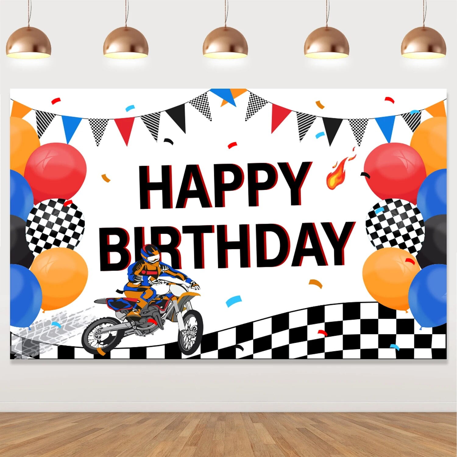 Dirt Bike Birthday Backdrop for Boys Motocross Racing Happy Birthday ...