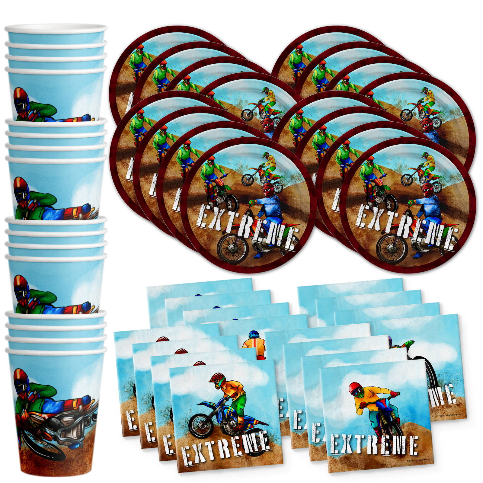 Dirt Bike Themed Motocross Birthday Party Supplies - Includes Plates ...
