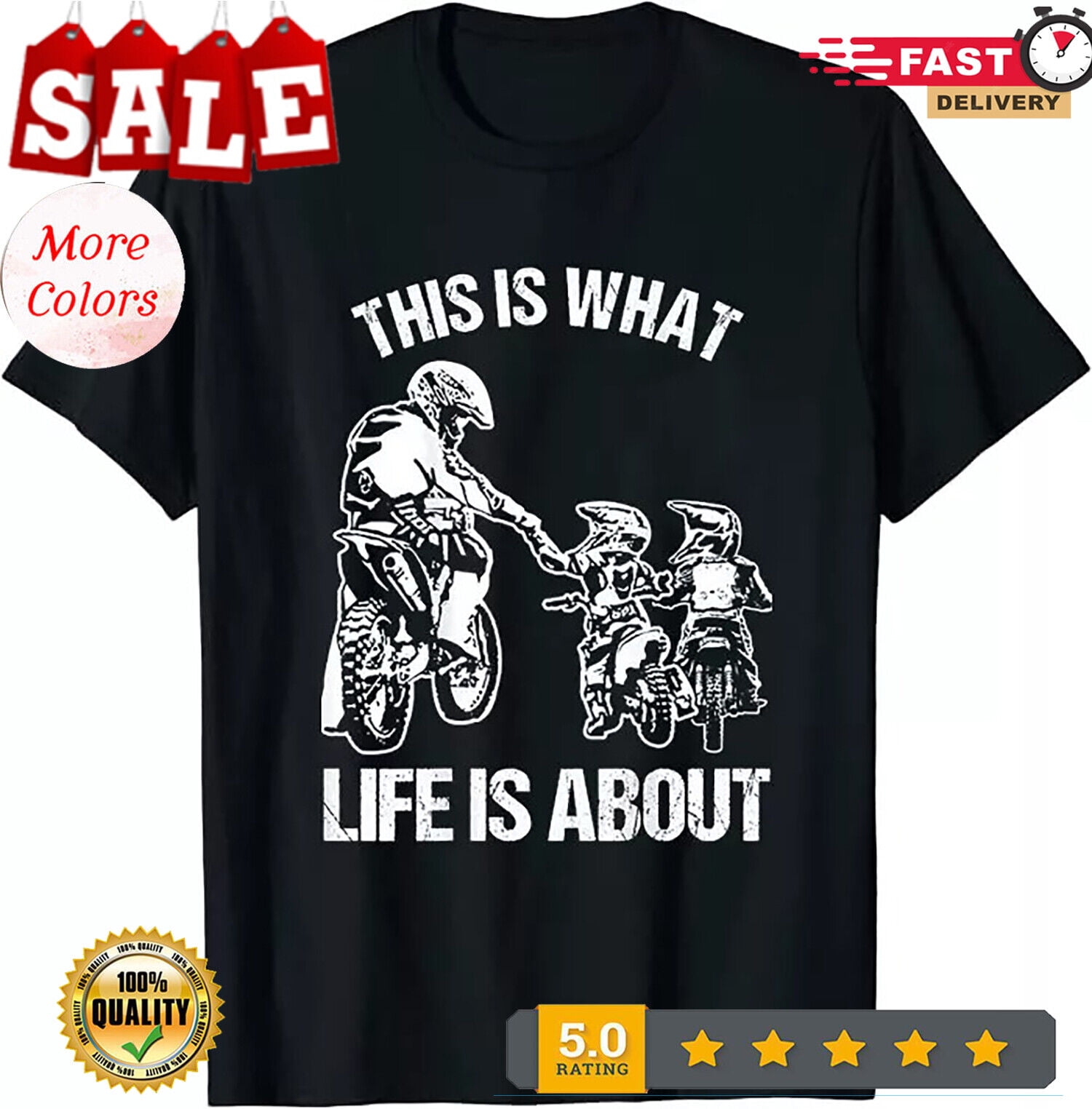 Dirt Bike Dad Motocross Motorcycle FMX Biker Classic Tee T-Shirt Size M to 4XL - Walmart.com