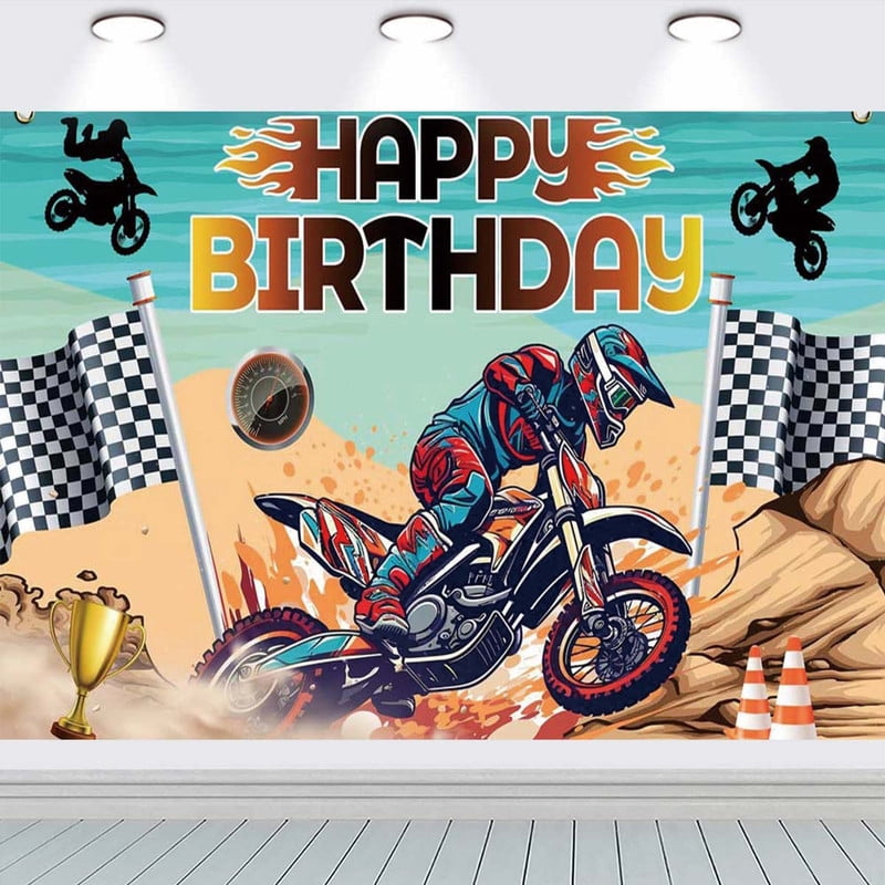Dirt Bike Dirty Motocross Party Supplies Background Backdrop Taspestry ...