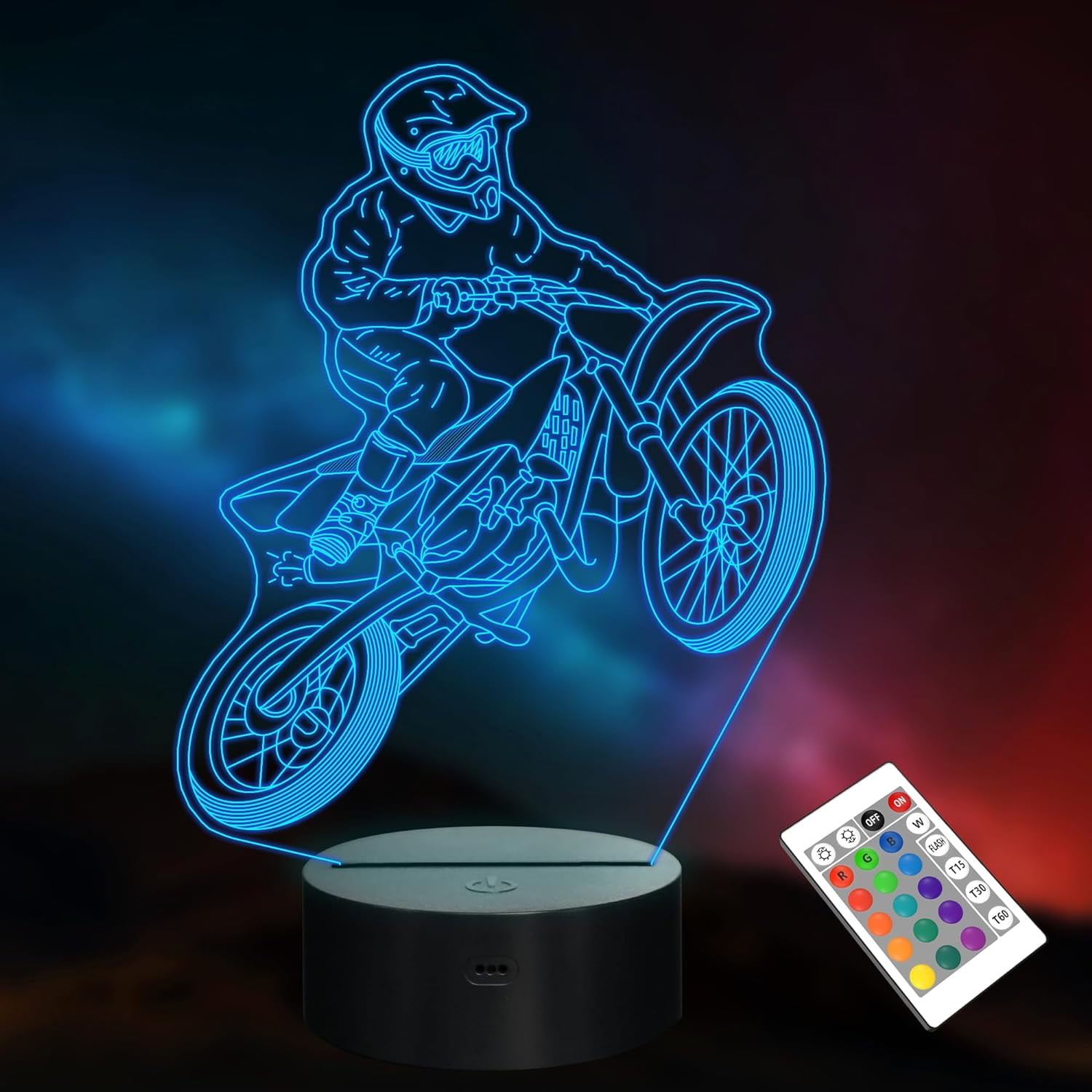 Dirt Bike Gifts for Boys, Motocross 3D Night Light Illusion Lamp for ...