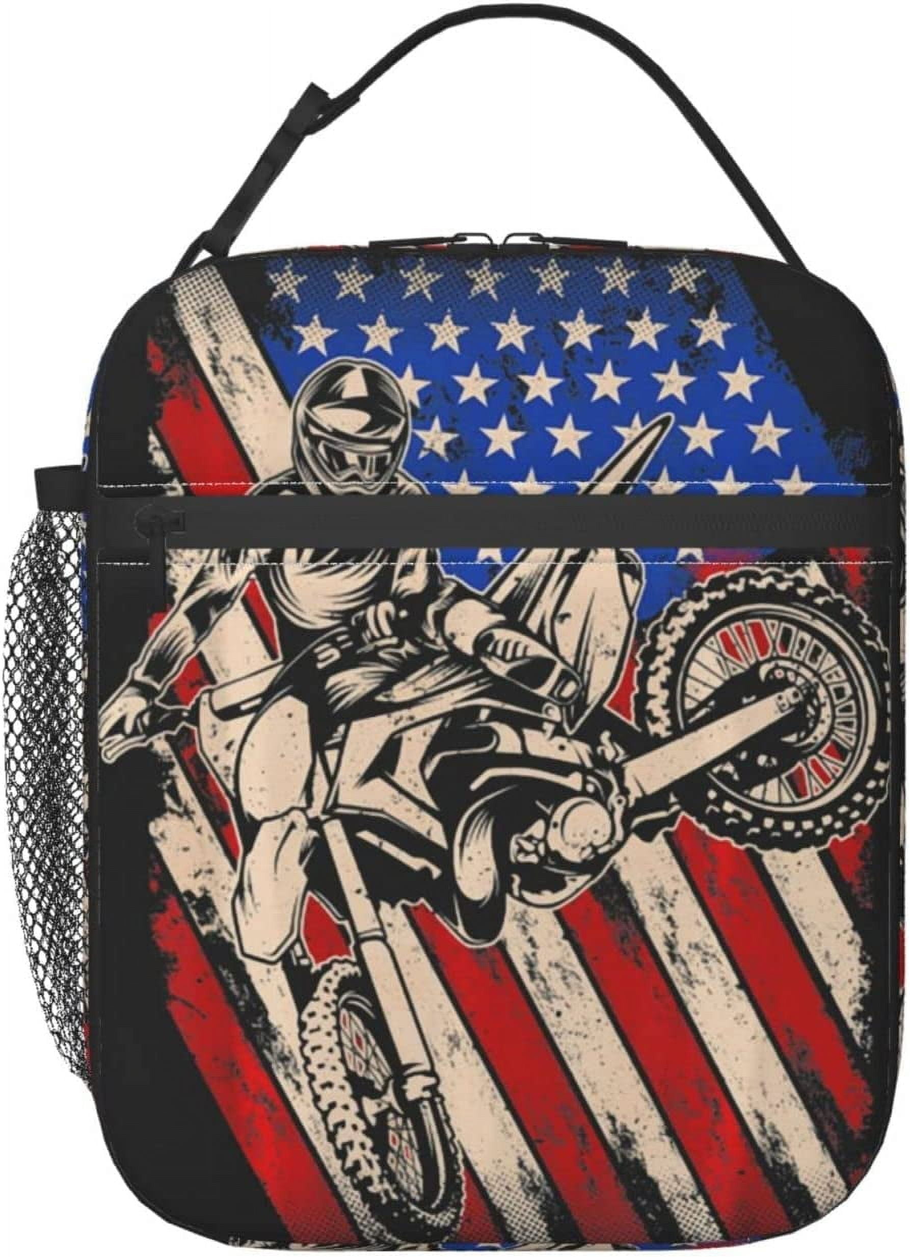 Dirt Bike Motocross American Flag Lunch Bag Women/Men,Reusable Lunch ...