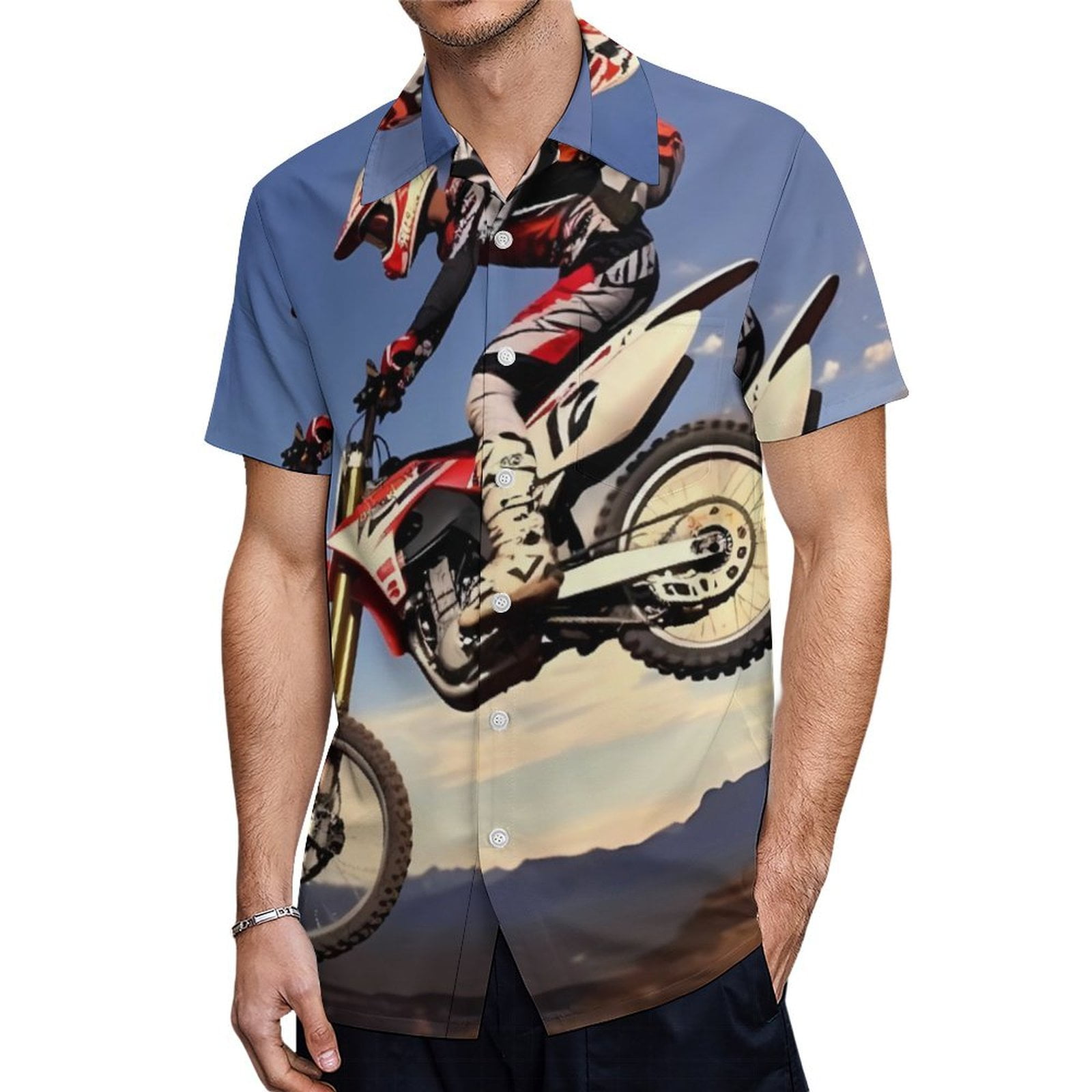 Dirt Bike Motorcycle Motocross Mens Hawaiian Shirts Printed Casual ...