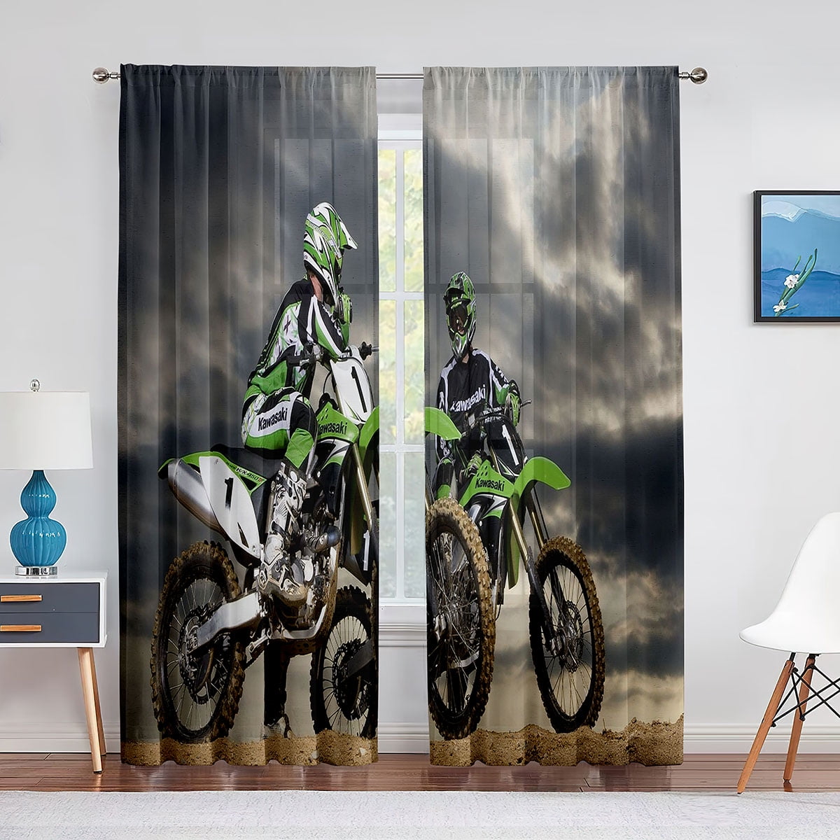 Dirt Bike Motorcycle Motocross Rider Curtains for Boys Men Bedroom ...