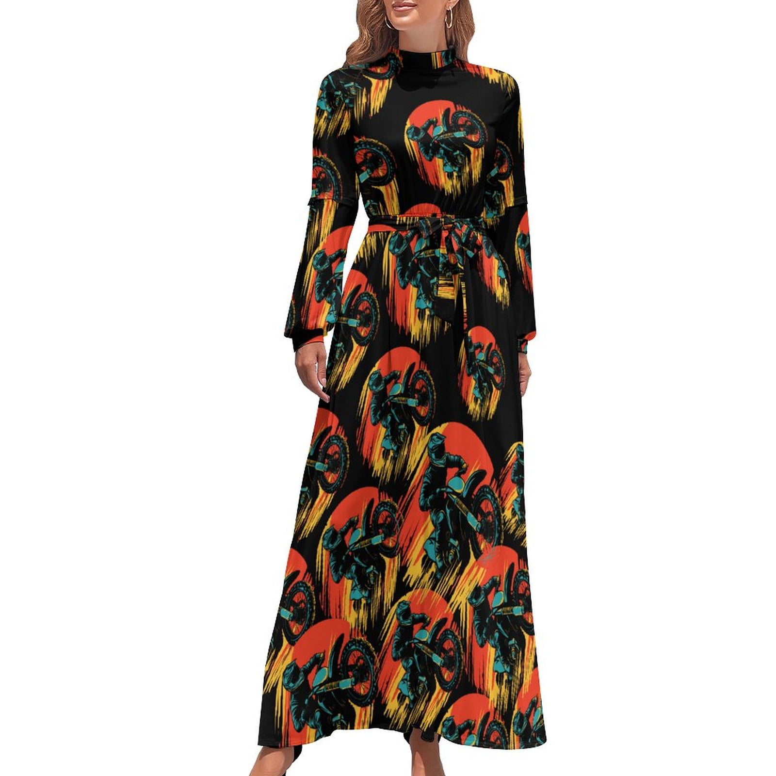 Dirt Bike Off-Road Mountain Motorcycle Race Women's Fall Maxi Dress ...