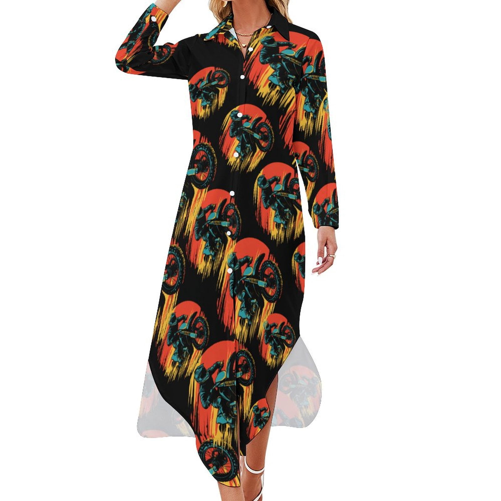 Dirt Bike Off-Road Mountain Motorcycle Race Women's Maxi T Shirt Dress ...
