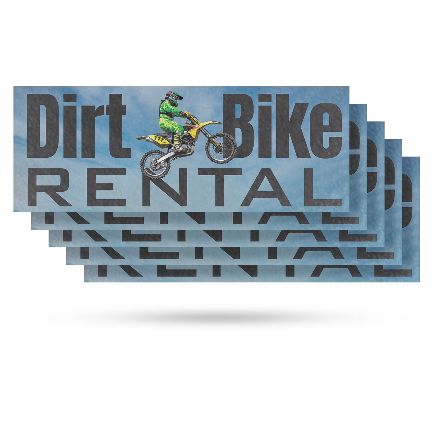 Dirt Bike Rental Vinyl Decal 5 Pack of 24 Inch x 9 Inch Weatherproof ...