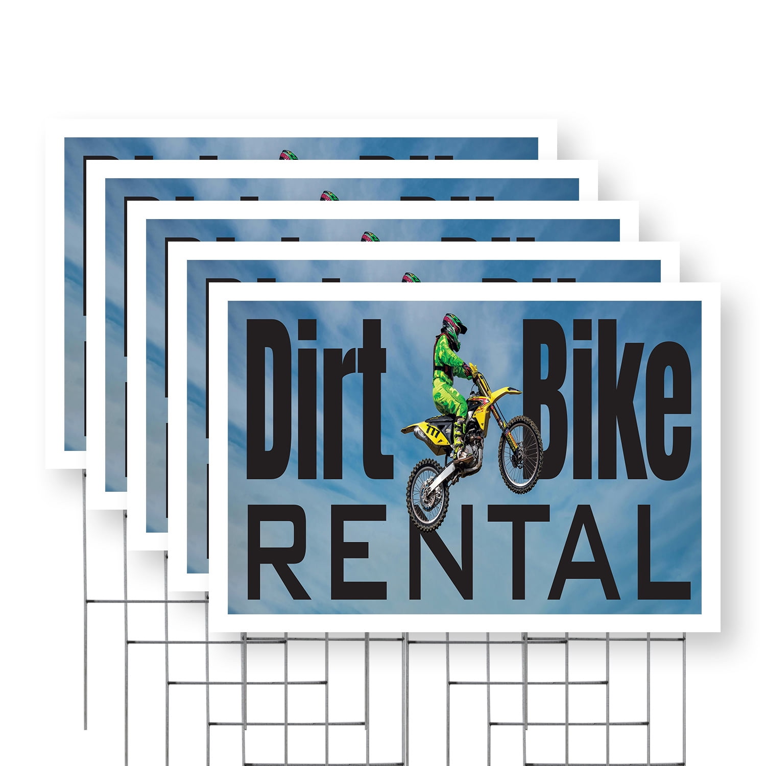 Dirt Bike Rental Yard Sign 5 Pack of 24 Inch x 36 Inch Double Sided ...