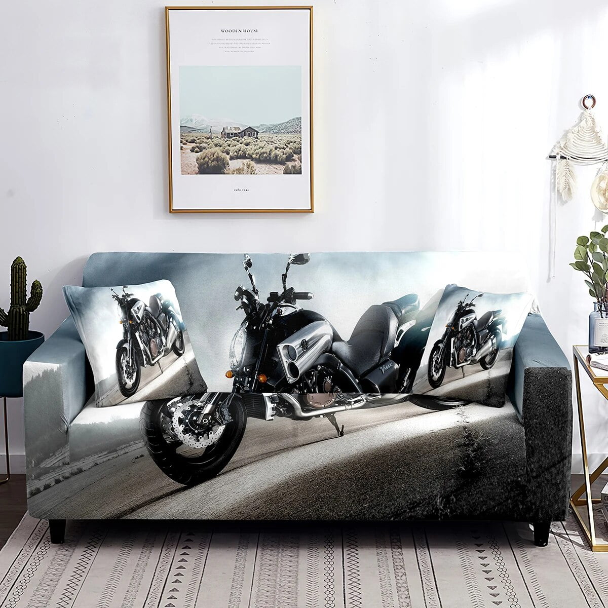 Dirt Bike Sofa Cover Extreme Sports Motorbike Sunset Stretch Couch ...