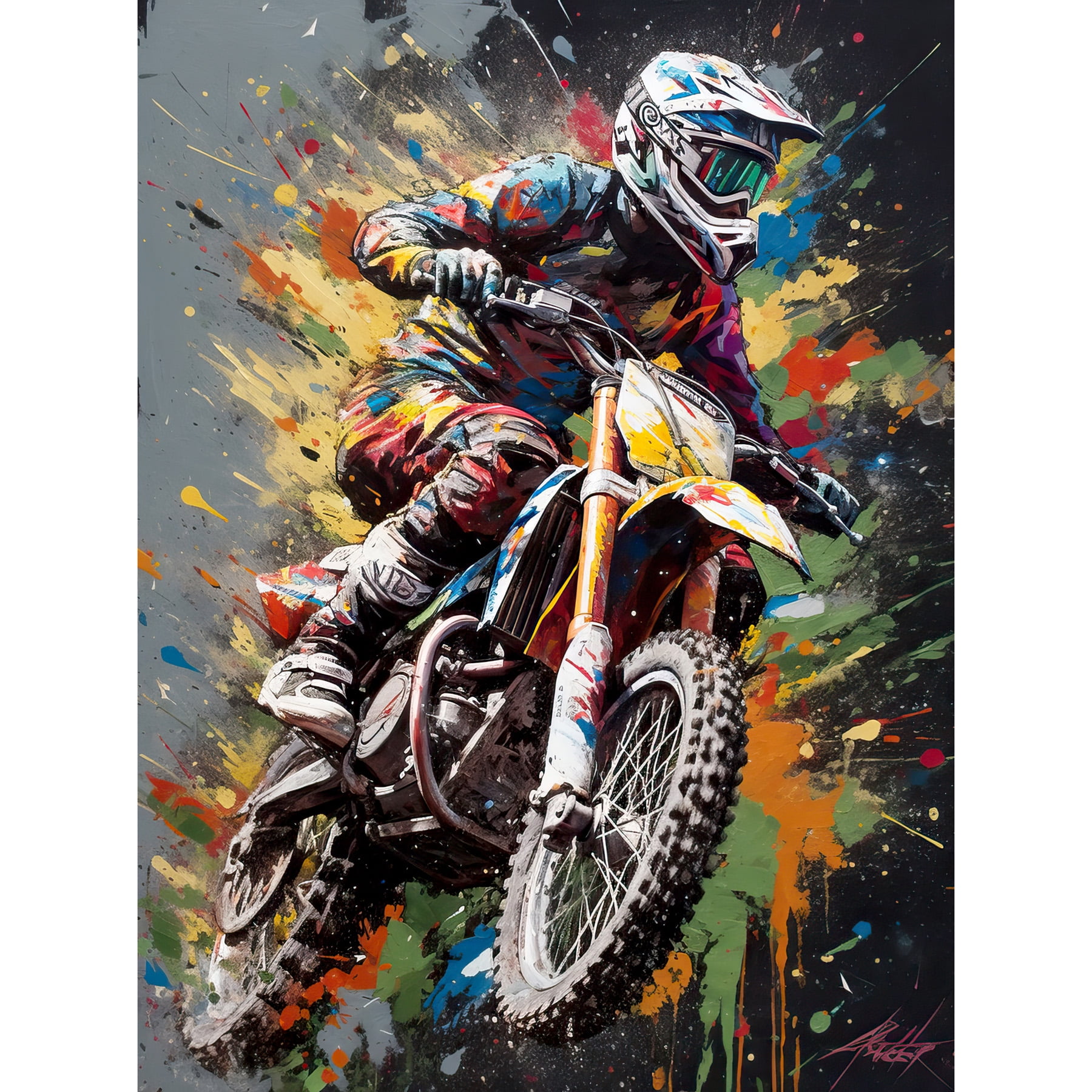 Dirt Bike Sport Splatter Paint Motocross Rider Unframed Wall Art Print ...