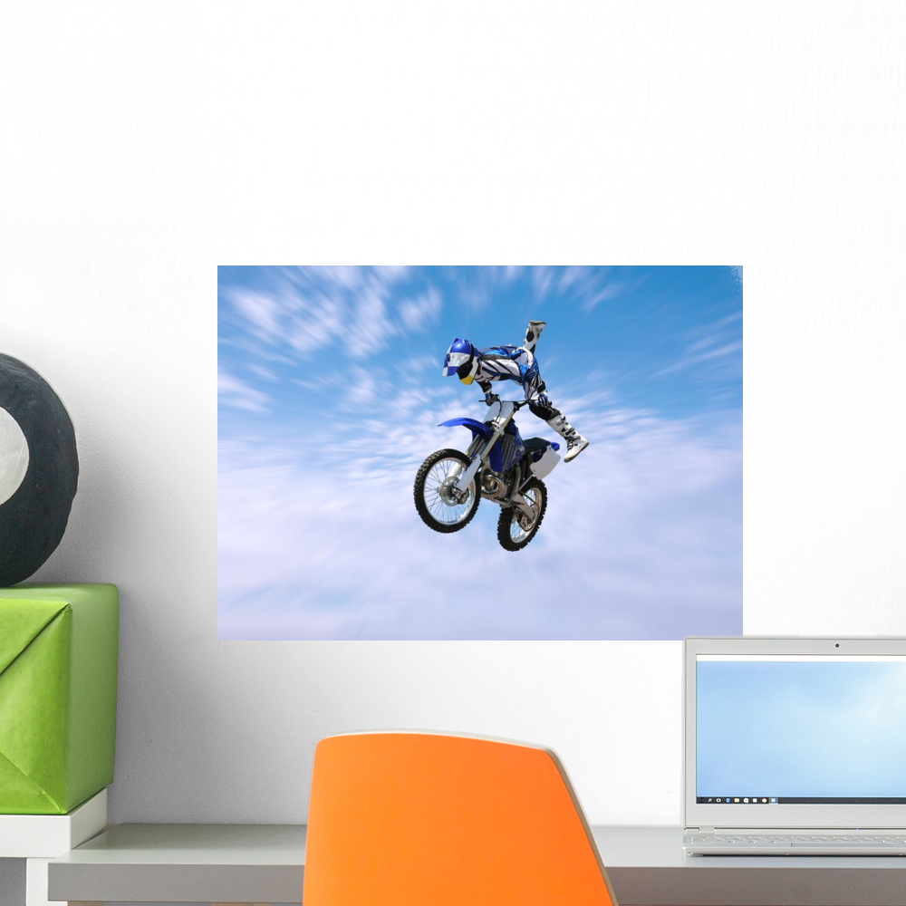 Dirt Bike Stunt Rider Wall Mural Decal Sticker, Wallmonkeys Peel ...
