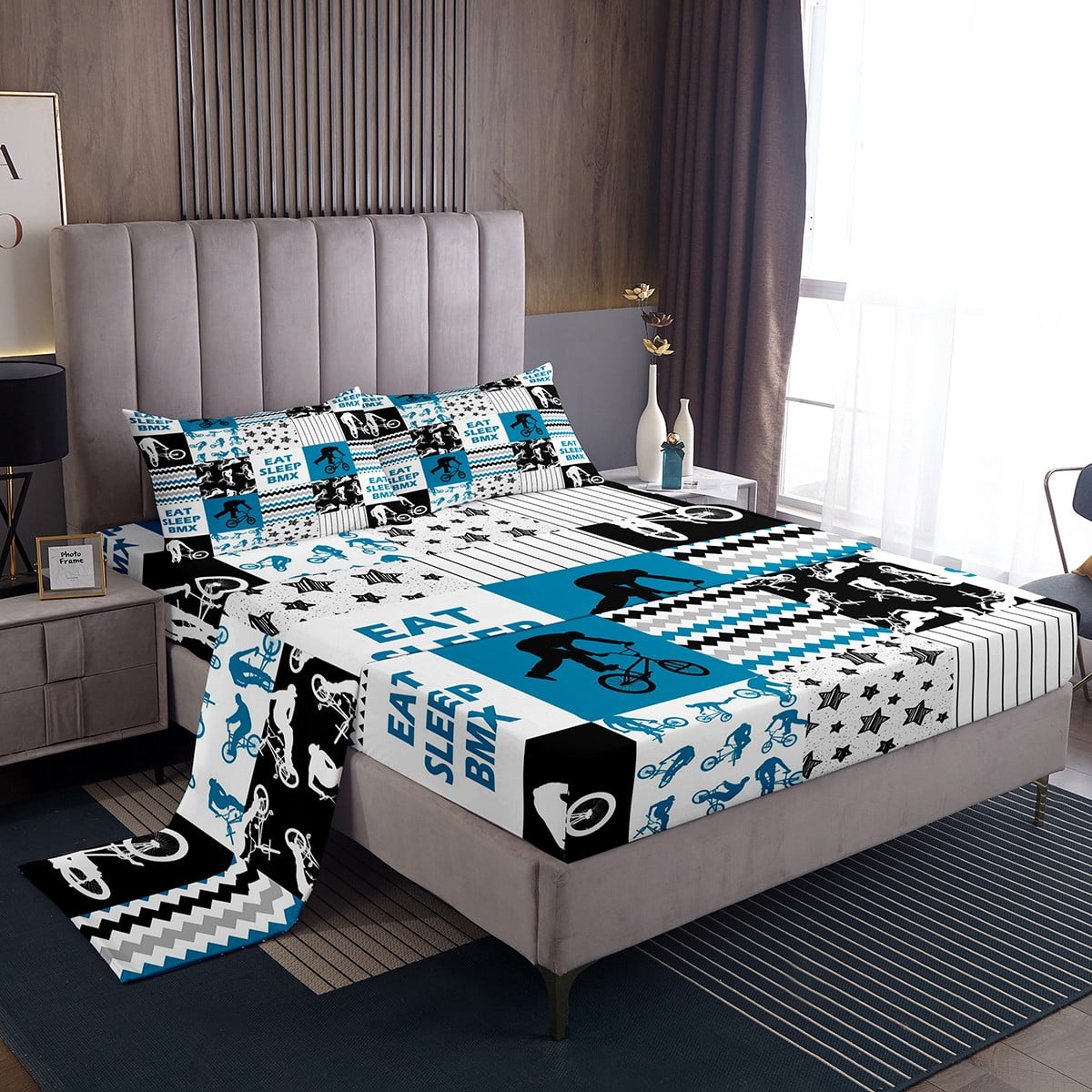 Dirt Bike Theme Sheet Set Extreme Sports Sheets Queen Size, Motocross ...