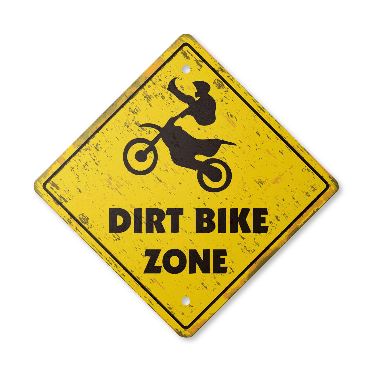 Dirt Bike Vintage Crossing Sign Zone Xing | Indoor/Outdoor Plastic | 20" Tall rustic jump berm ...