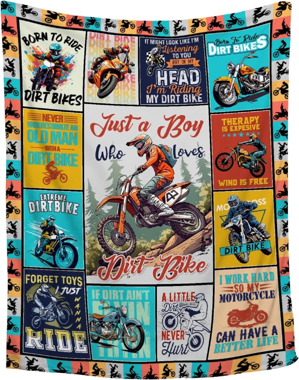Dirt Bikes Throw Blanket,Gift for Motocross Rider,Just a Boy Who Loves ...