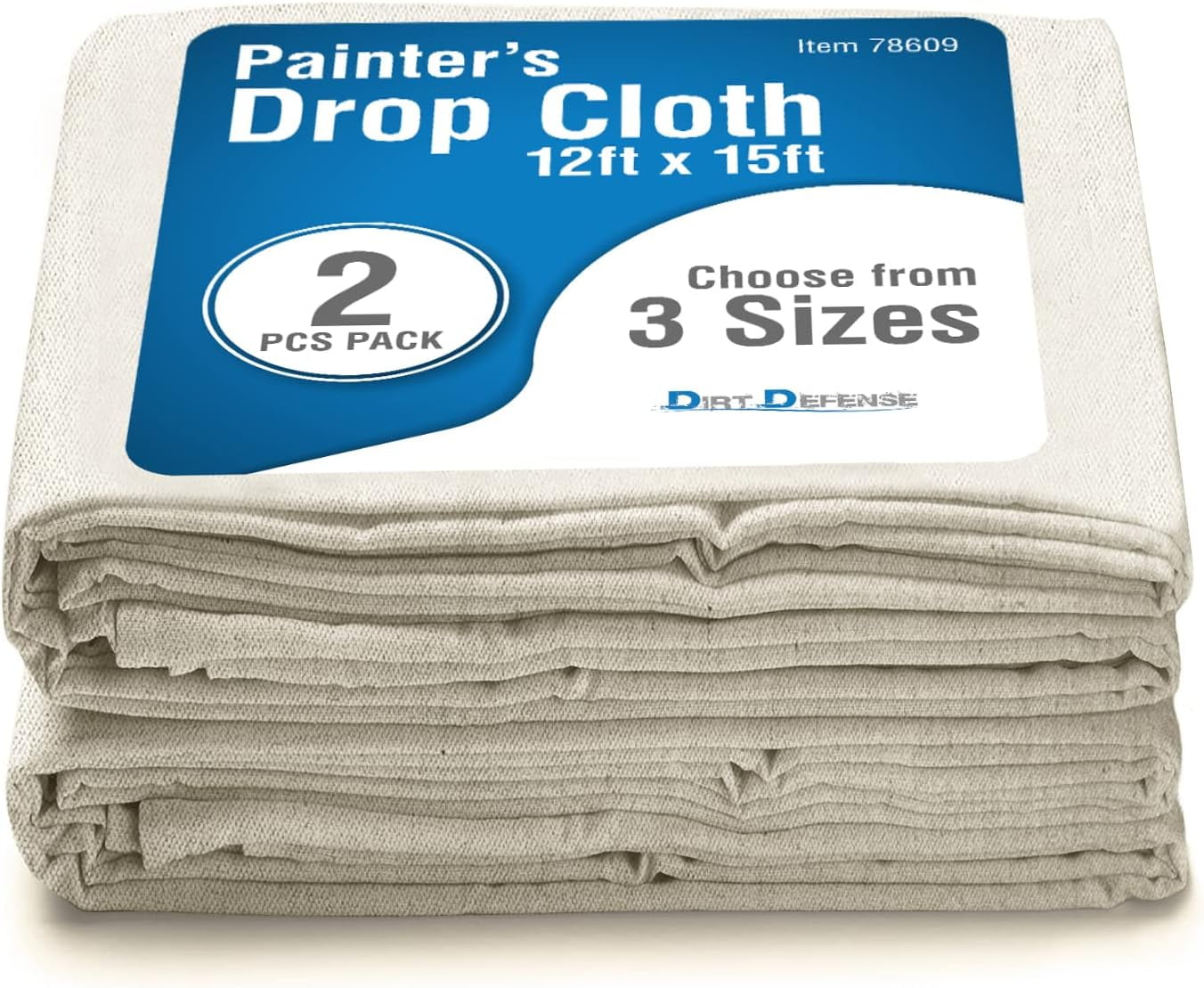 Dirt Defense Heavy Duty 12' x 15' Cotton Canvas Tarp Drop Cloth for ...