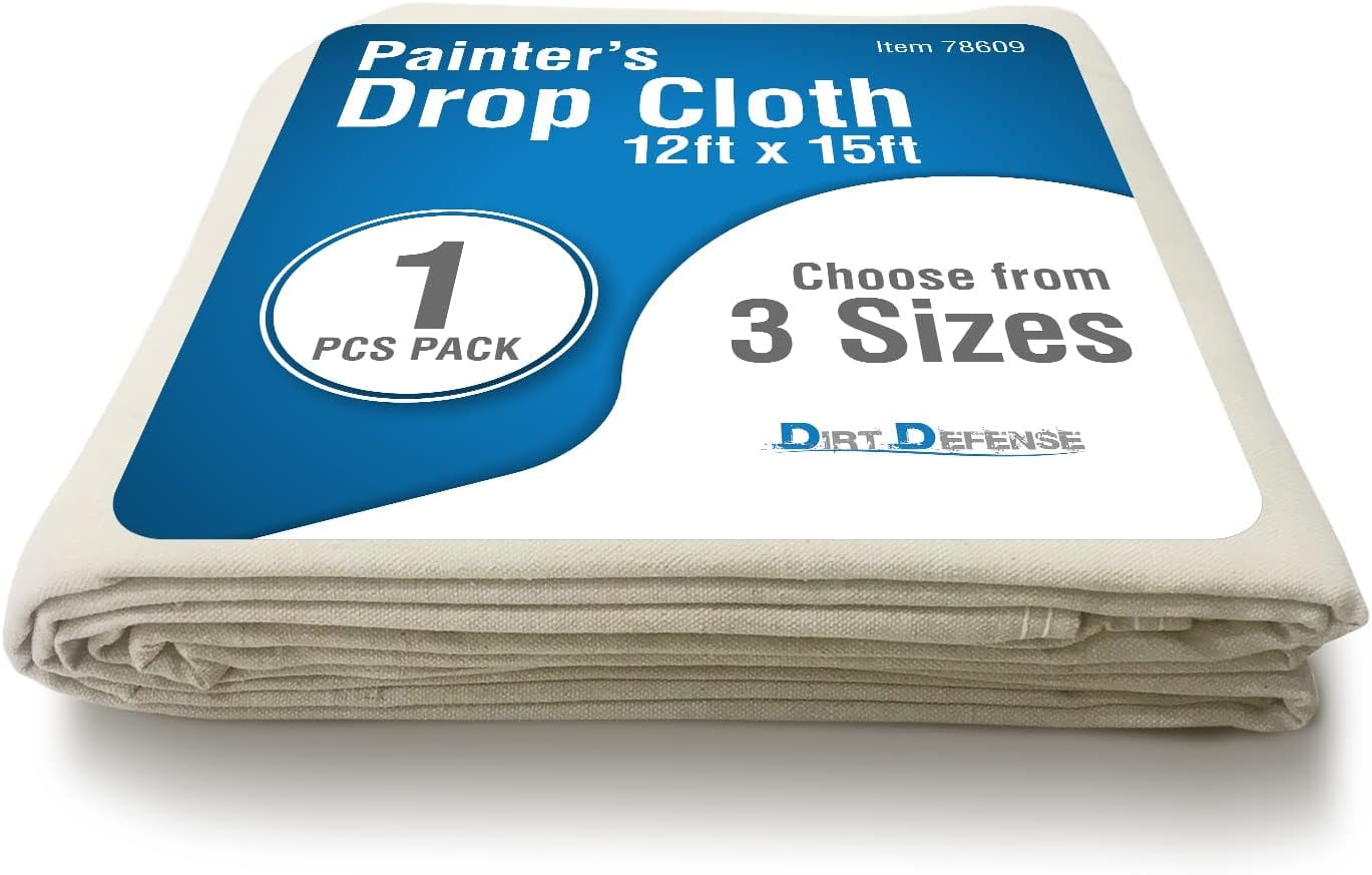 Dirt Defense 12’ x 15’ All Purpose Canvas Tarp Drop Cloth Furniture ...