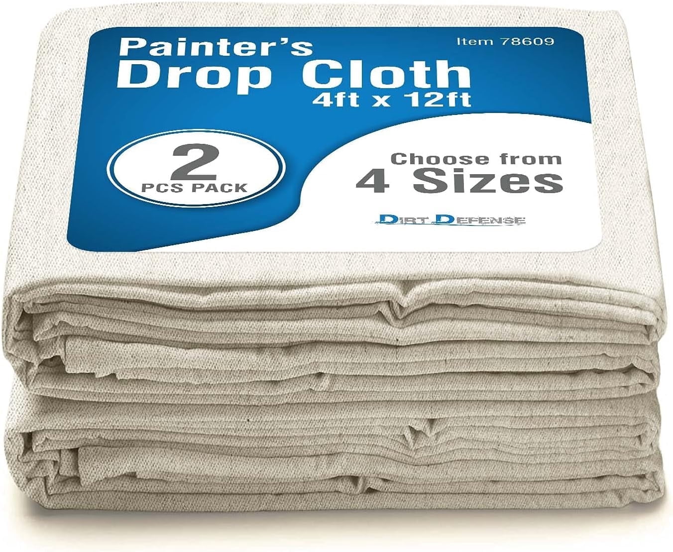 Dirt Defense 4’ x 12’ All Purpose Canvas Tarp Drop Cloth Furniture ...