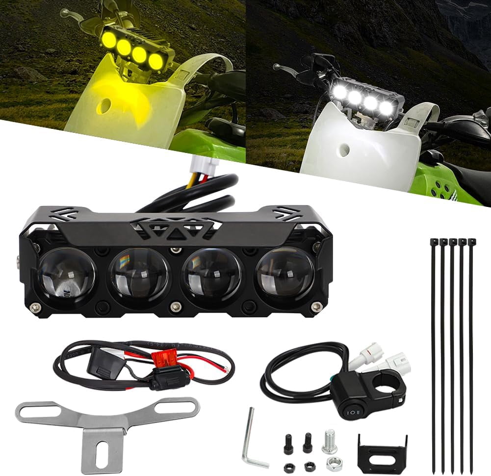 Dirt Light Bar Kit, 2 Modes White & Front Lamp Lights Spot/Flood Light ...